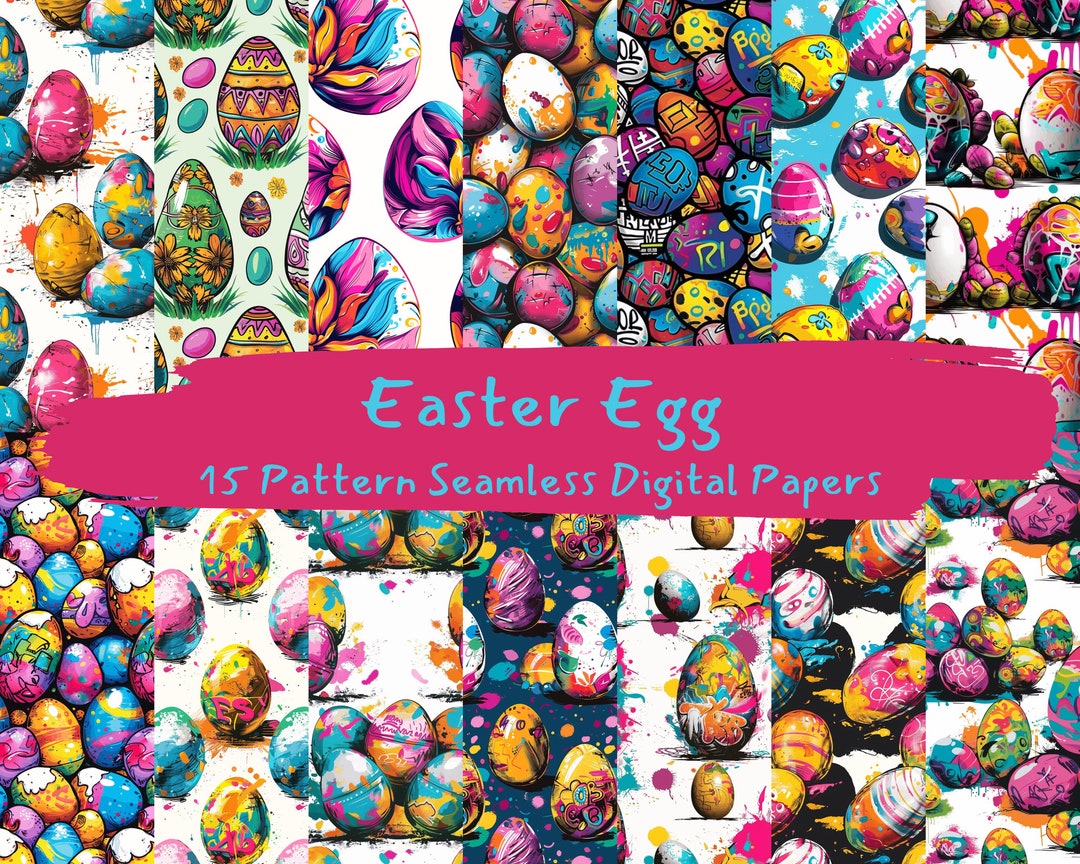 Easter Egg Pattern Seamless Digital Papers - Printable Scrapbook Paper ...