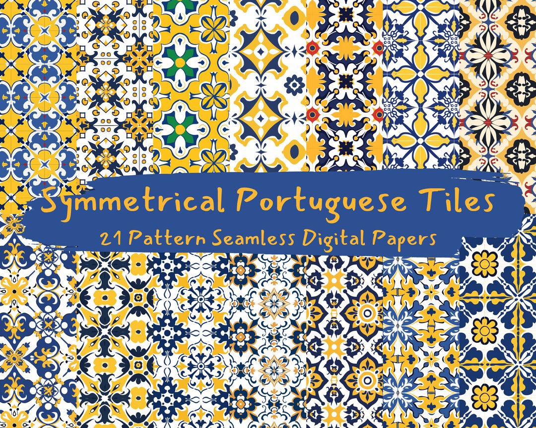 Symmetrical Portuguese Tiles Pattern Seamless Digital Papers ...