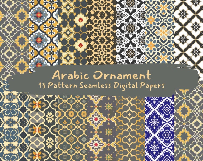 Arabic Letters Digital Seamless Pattern (not Font). Islamic Digital ...