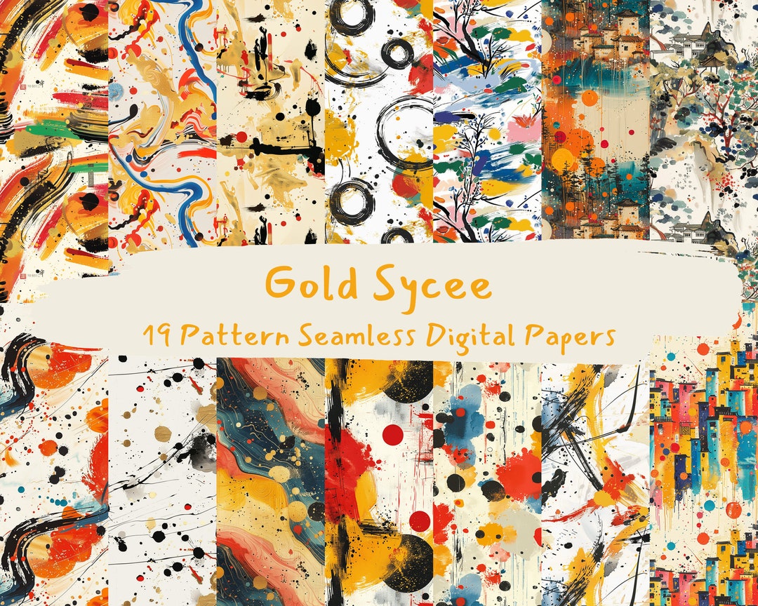 Gold Sycee Pattern Seamless Digital Papers Printable Scrapbook Paper ...