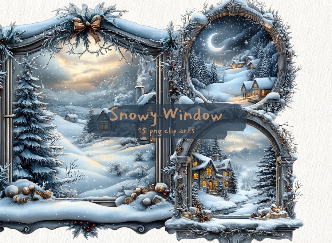Snowy Window Printable Clipart, Png Format, Transparent Background ...
