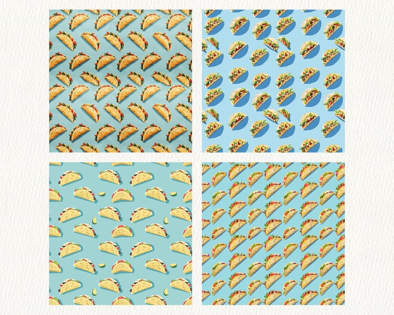 Taco Tuesday Pattern Seamless Digital Papers Printable Scrapbook Paper ...