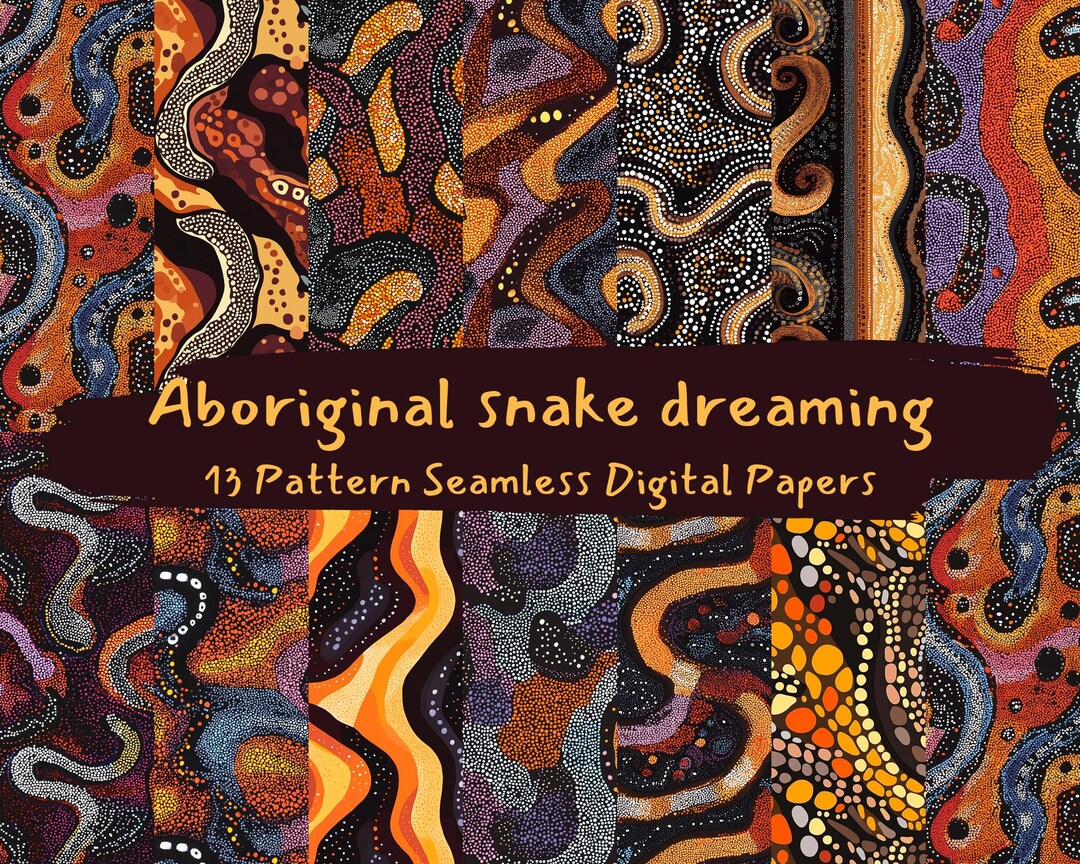 Aboriginal Snake Dreaming Pattern Seamless Digital Papers - Printable ...