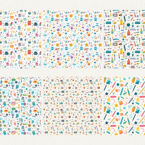 Kids School Supply Pattern Seamless Digital Papers - Tile Patterns ...