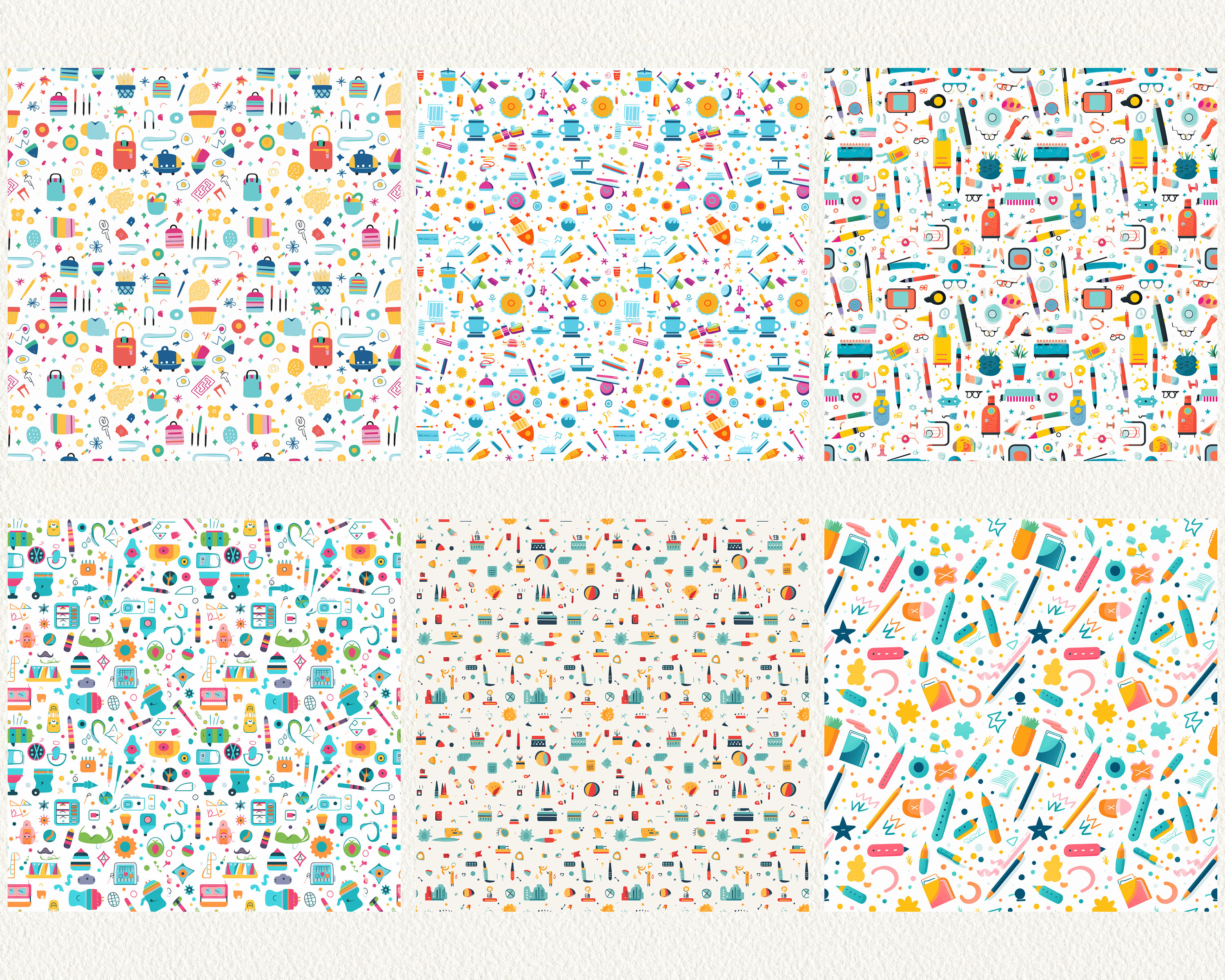 Kids School Supply Pattern Seamless Digital Papers - Tile Patterns ...