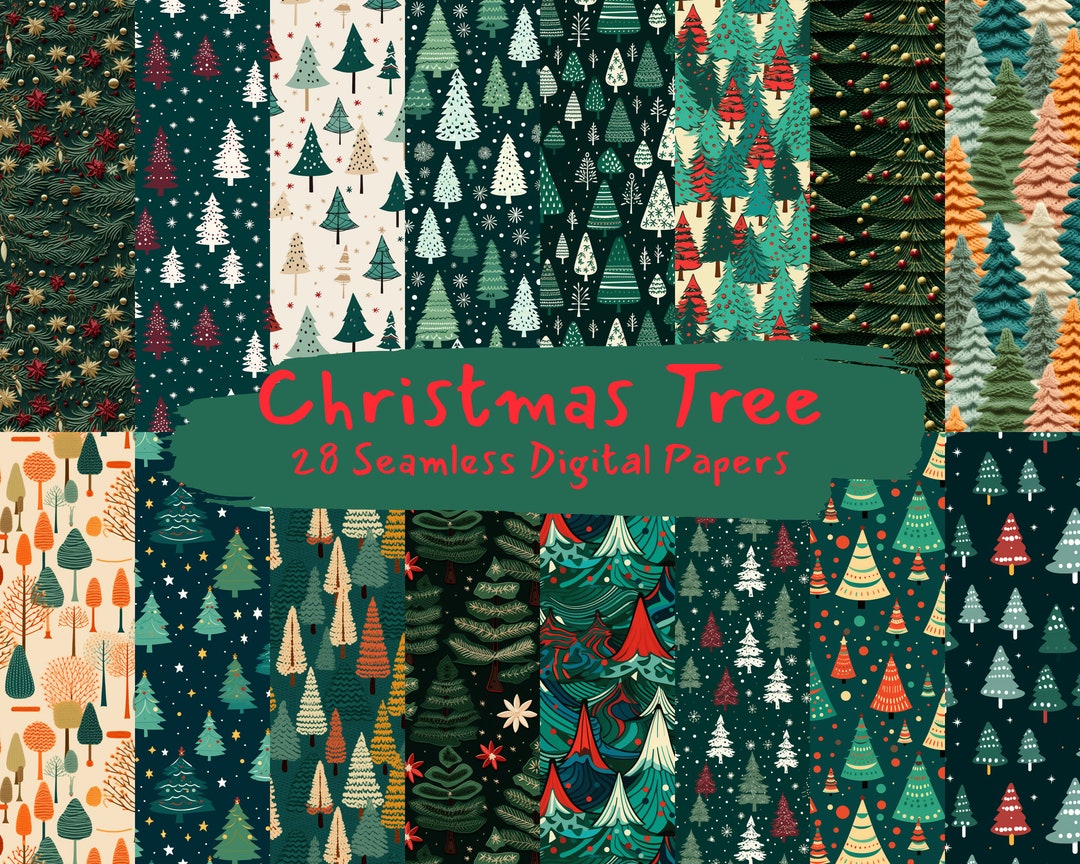 Christmas Tree Seamless Printable Patterns, Instant Download ...
