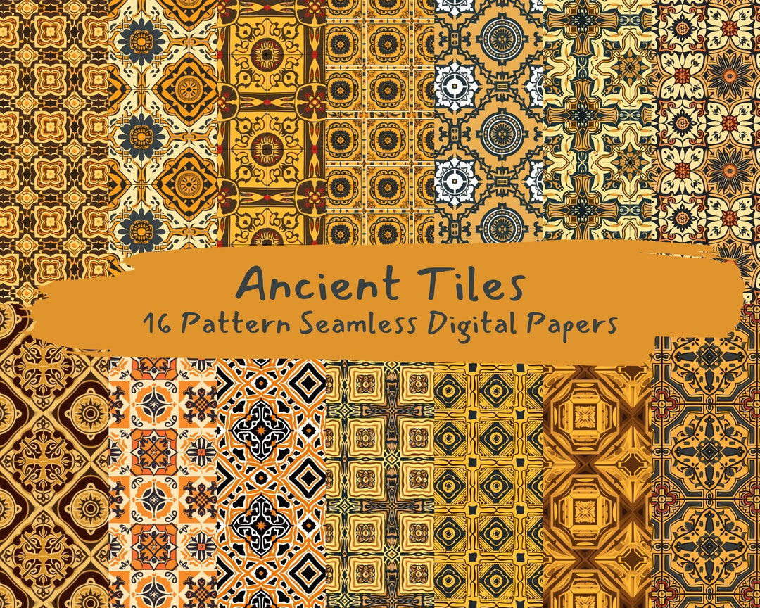 Ancient Tiles Pattern Seamless Digital Papers - Printable Scrapbook ...