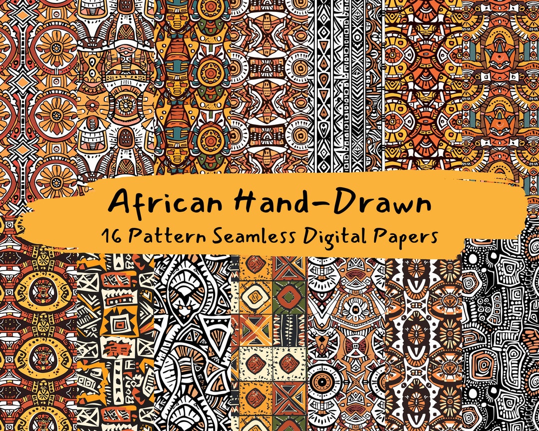 African Hand-drawn Pattern Seamless Digital Papers - Printable ...