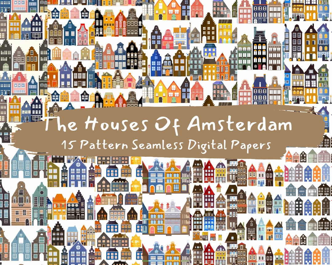 The Houses of Amsterdam Pattern Seamless Digital Papers - Printable ...