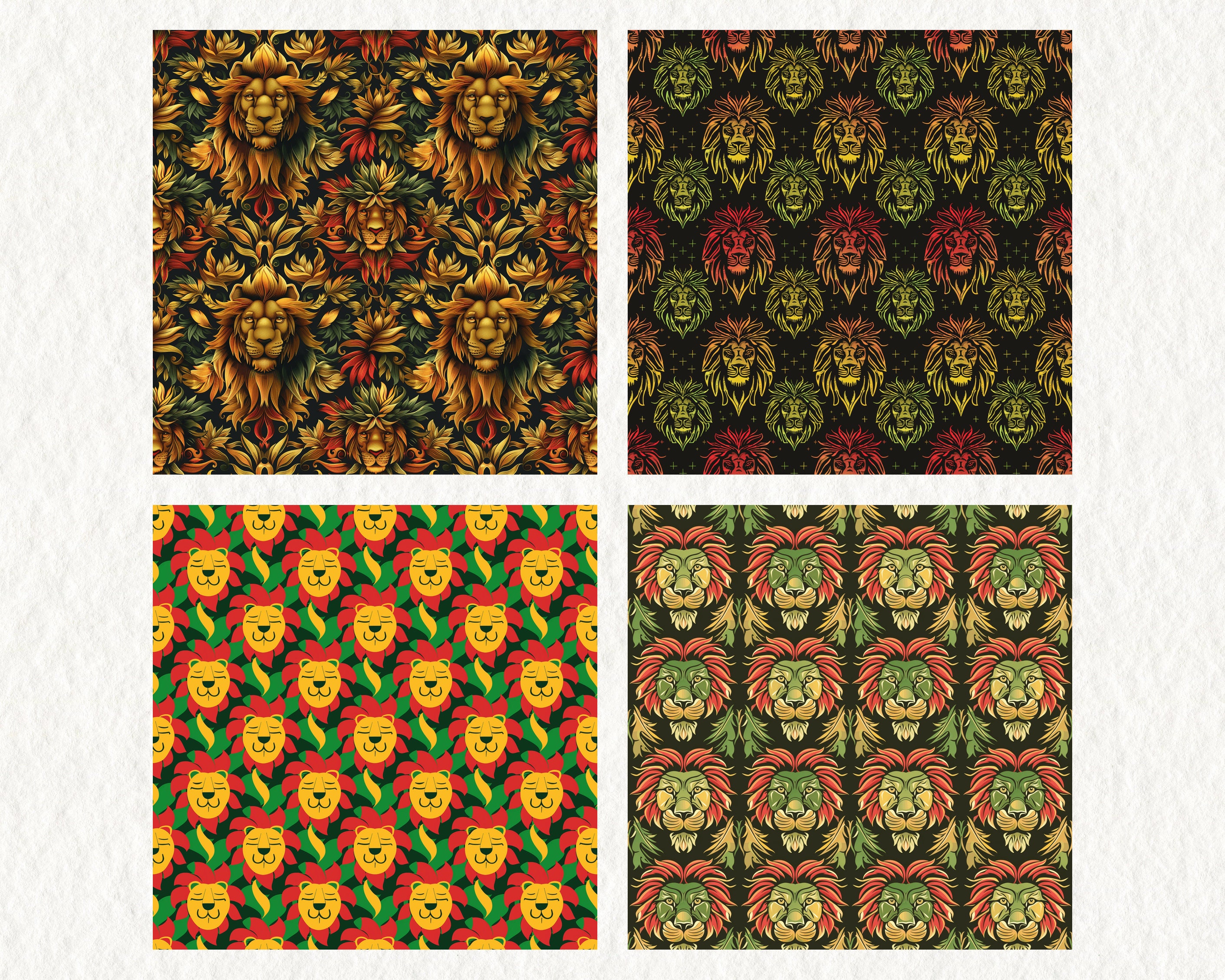 Rasta Lions Pattern Seamless Digital Papers - Etsy