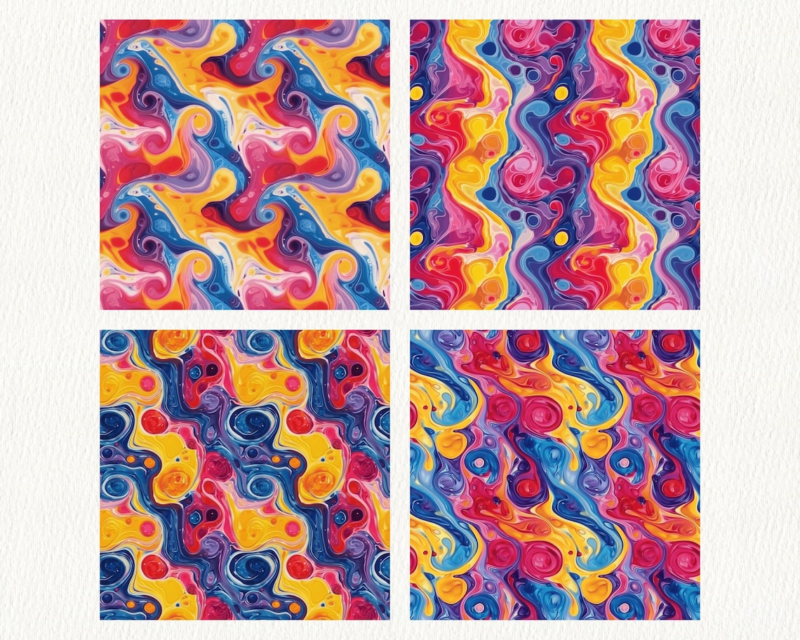 Rainbow Swirls Pattern Seamless Digital Papers - Printable Scrapbook ...