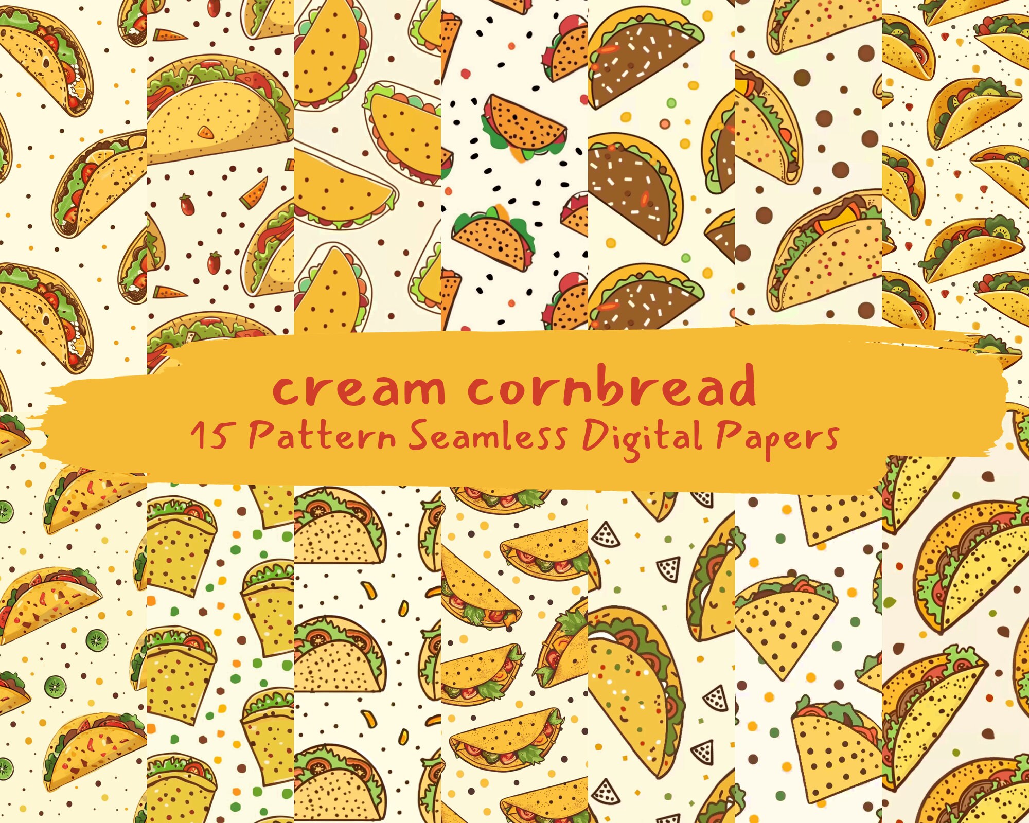 Cream Cornbread Pattern Seamless Digital Papers Printable Scrapbook ...