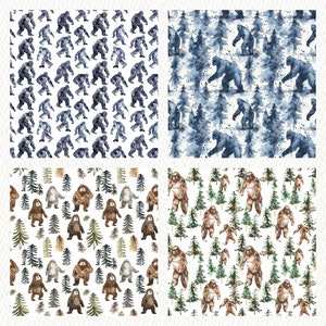 Watercolor Sasquatch Pattern Seamless Digital Papers - Printable ...