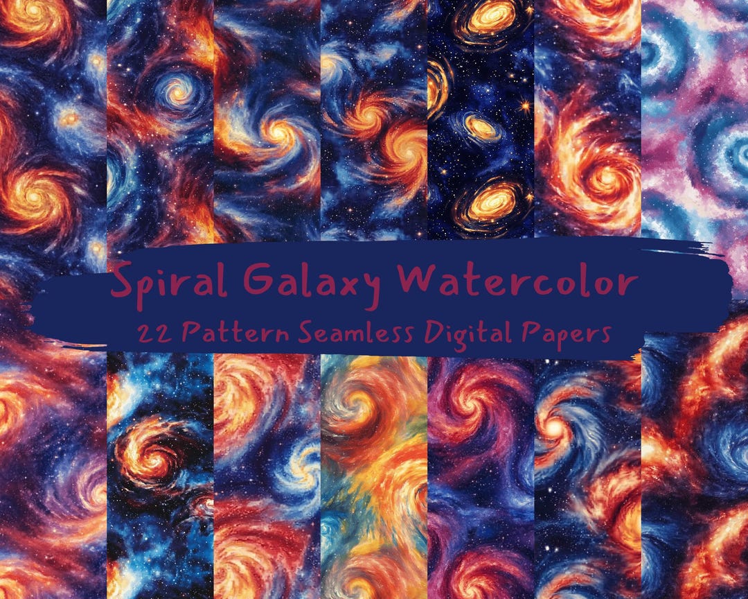 Spiral Galaxy Watercolor Pattern Seamless Digital Papers - Printable ...