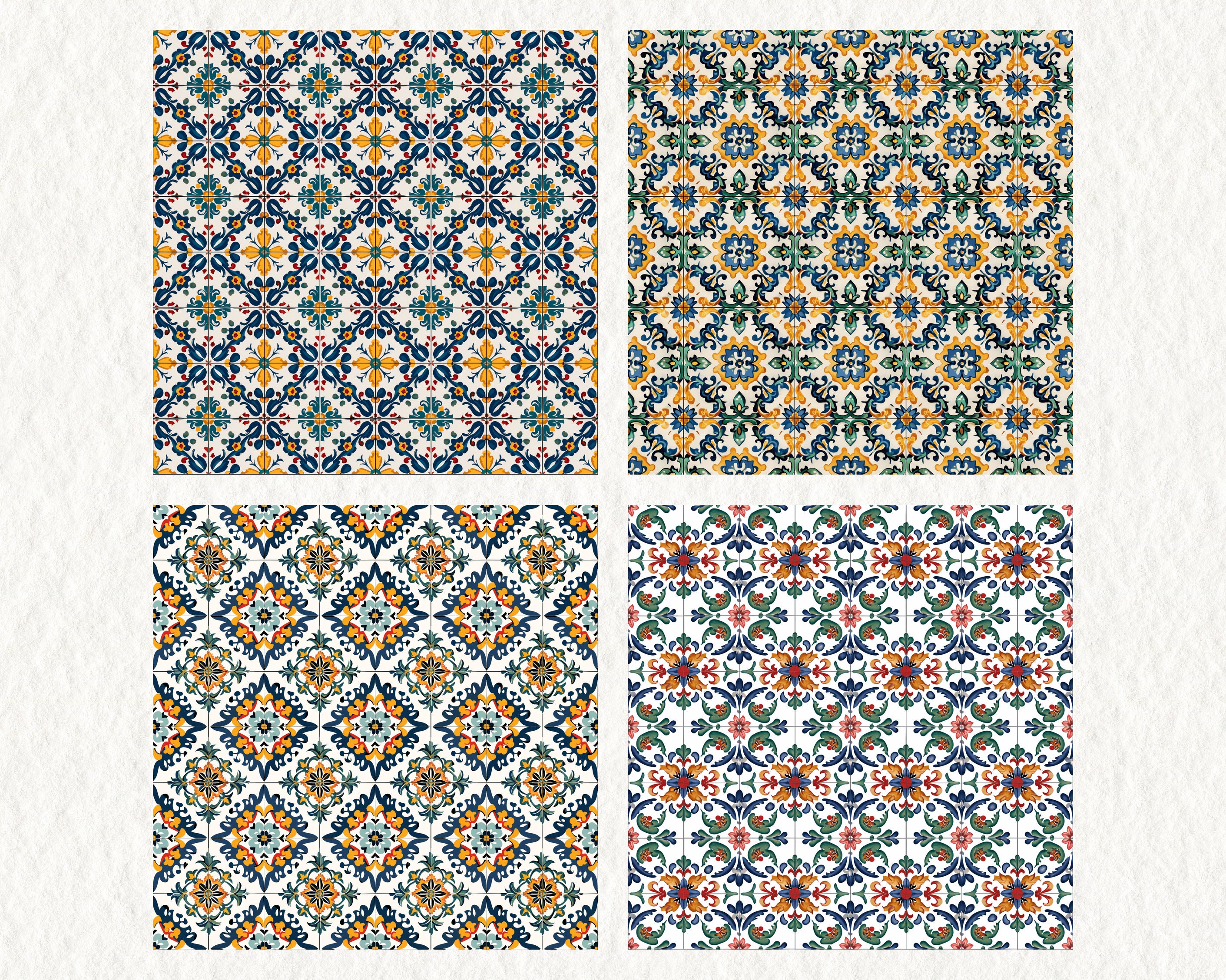 Sicilian Floral Tile Pattern Seamless Digital Papers - Printable ...