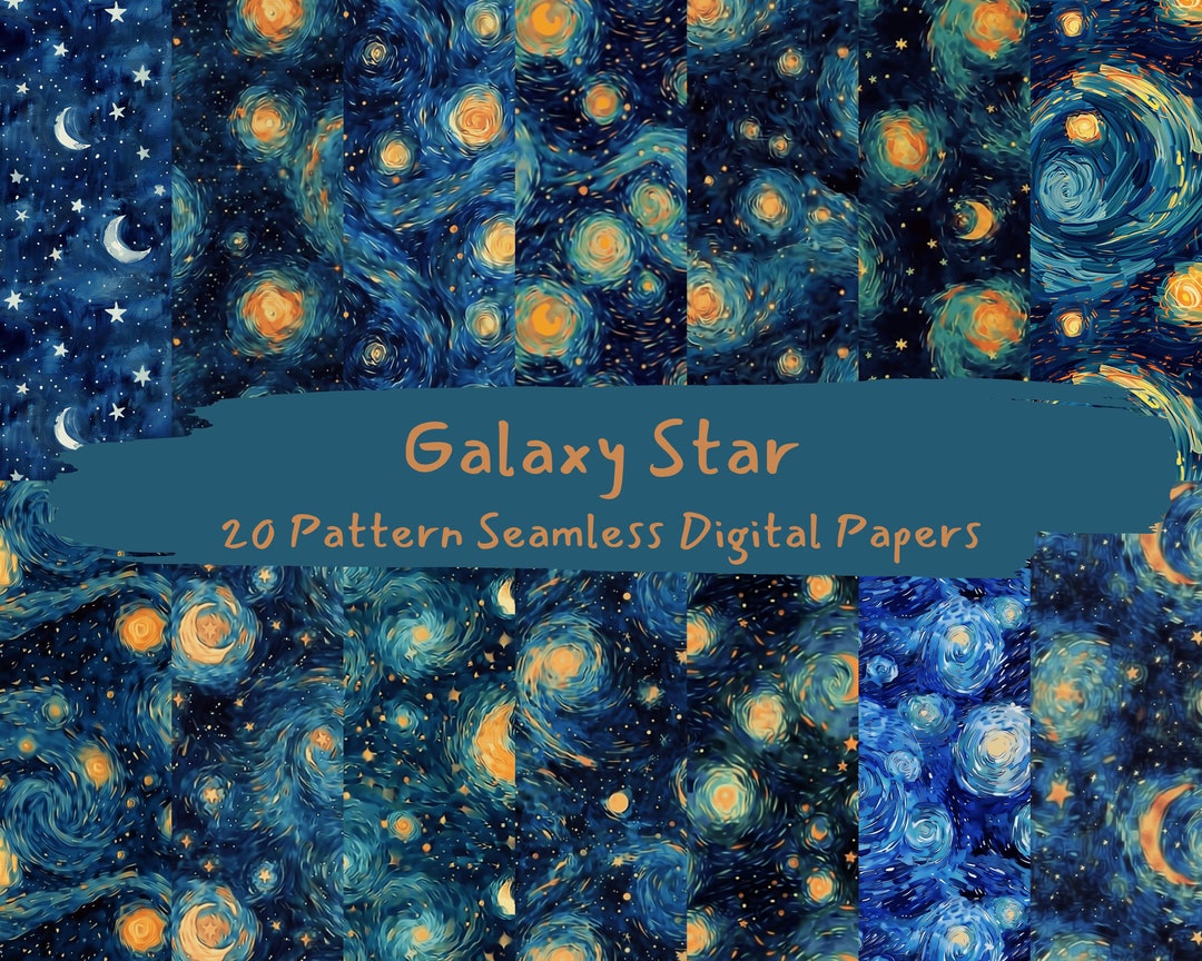 Galaxy Star Pattern Seamless Digital Papers - Printable Scrapbook Paper ...
