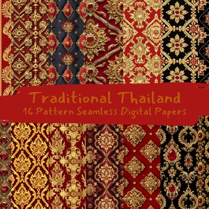 Traditional Thailand Pattern Seamless Digital Papers - Printable ...