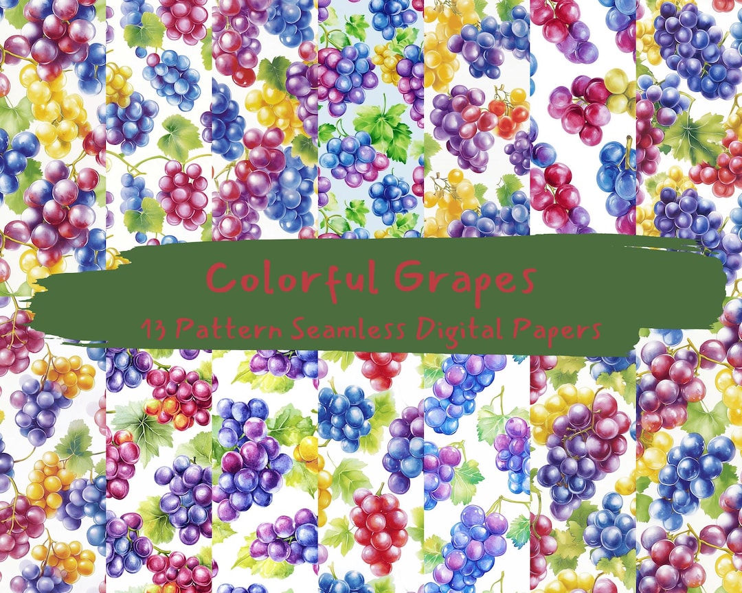 Colorful Grapes Pattern Seamless Digital Papers - Printable Scrapbook ...