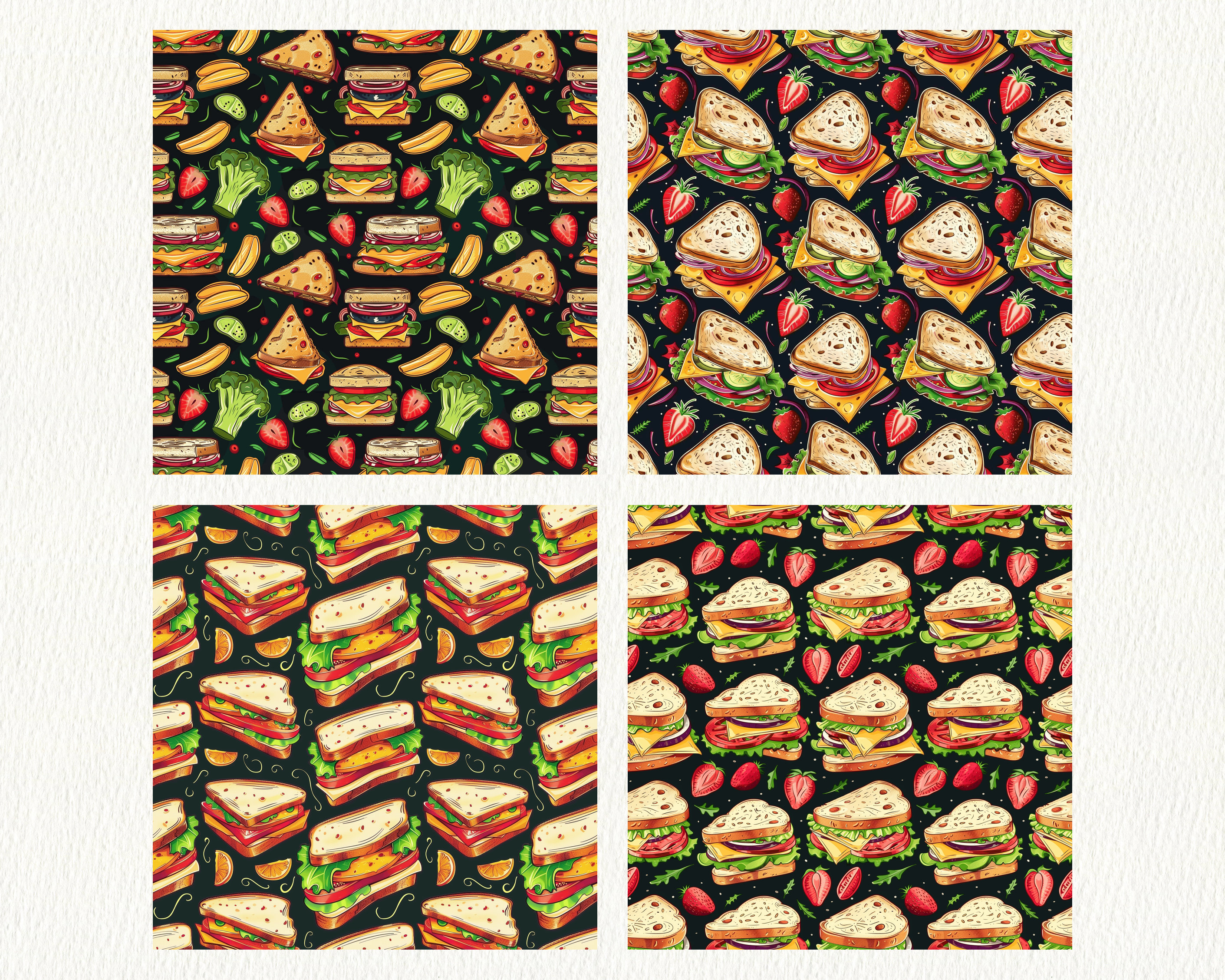 Sandwich Background Pattern Seamless Digital Papers Printable Scrapbook ...