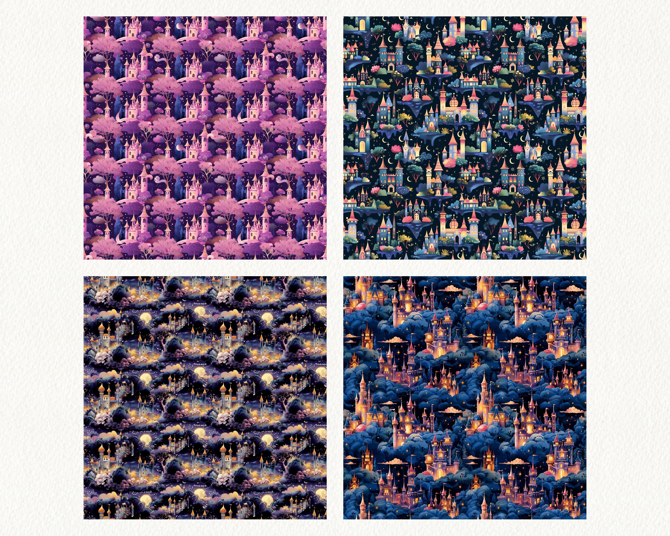 Princess Castles Pattern Seamless Digital Papers - Printable Scrapbook ...