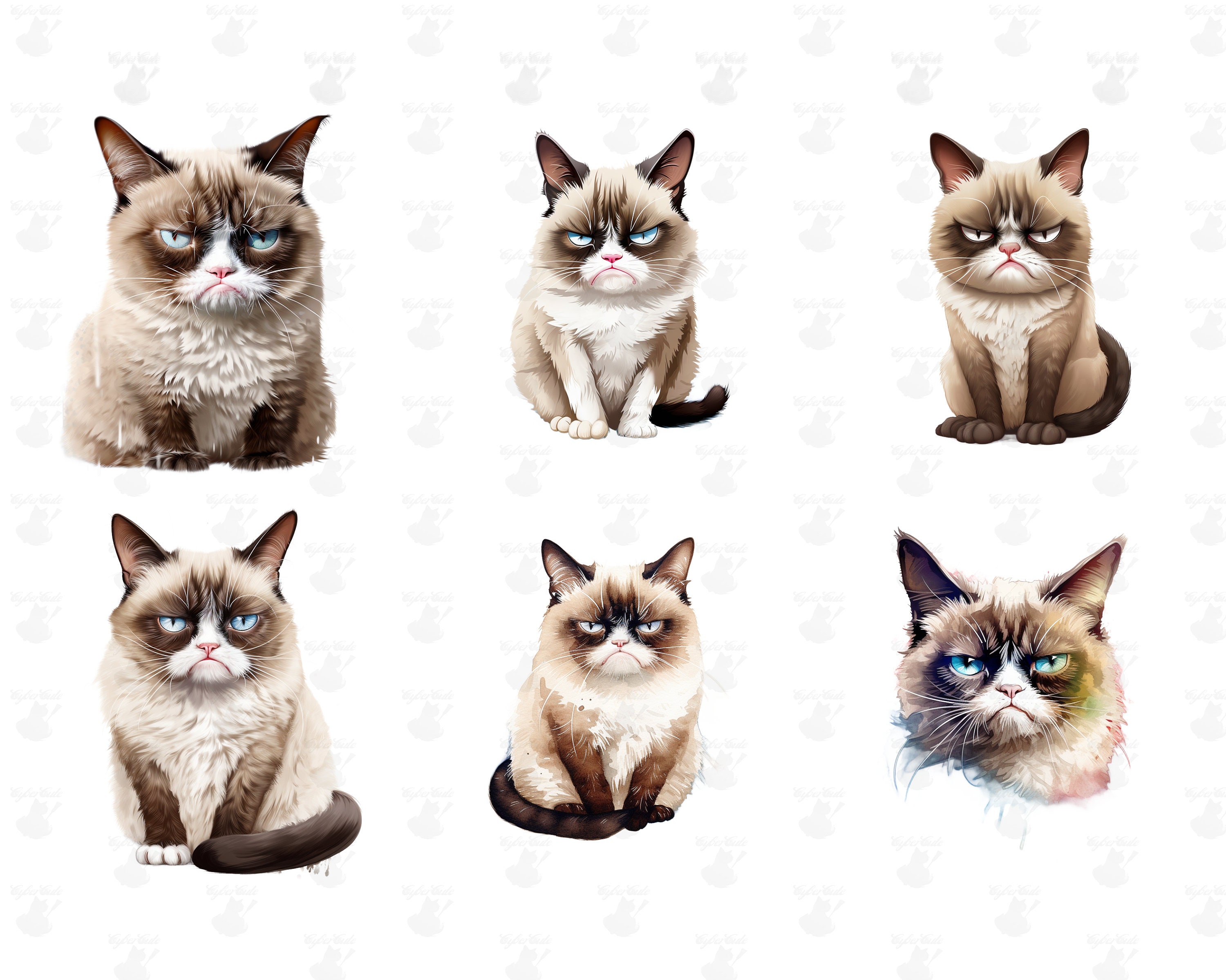 Grumpy Cat, Digital Printable Clip Art Graphics in PNG Format ...
