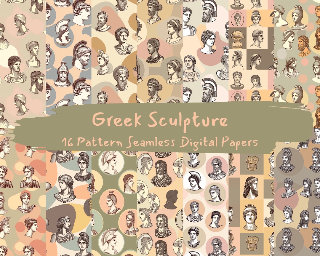 Greek Sculpture Pattern Seamless Digital Papers - Printable Scrapbook ...
