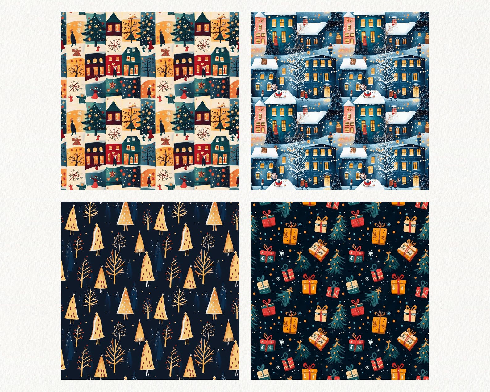 Christmas Square Pattern Seamless Digital Papers - Printable Scrapbook ...