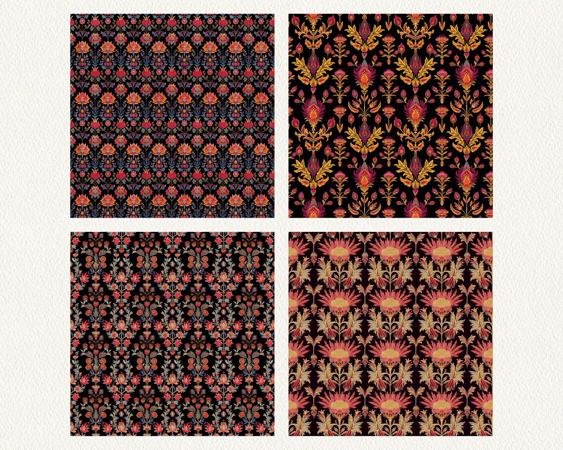 Indian Burdock Flower Pattern Seamless Digital Papers - Printable ...