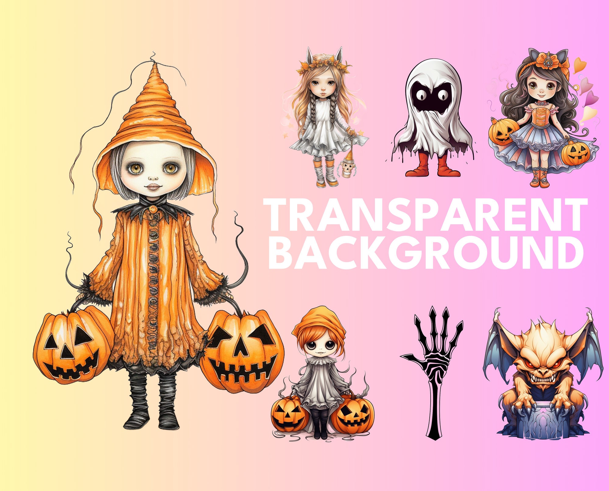Halloween Kid Dressed in Costumes, Imaginative, Digital Clip Art ...