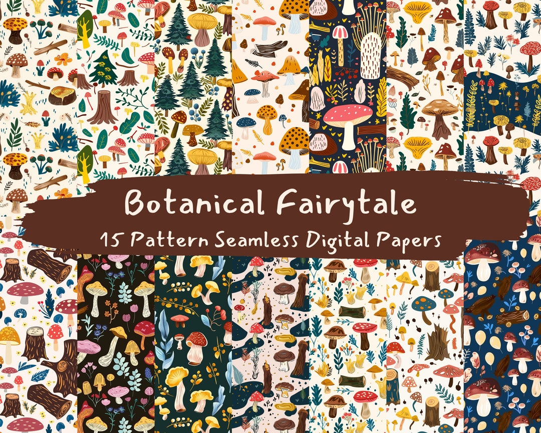 Botanical Fairytale Pattern Seamless Digital Papers - Printable ...