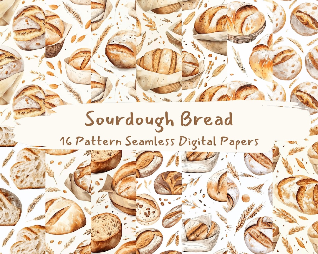 Sourdough Bread Pattern Seamless Digital Papers - Printable Scrapbook Paper Png Instant Download ...