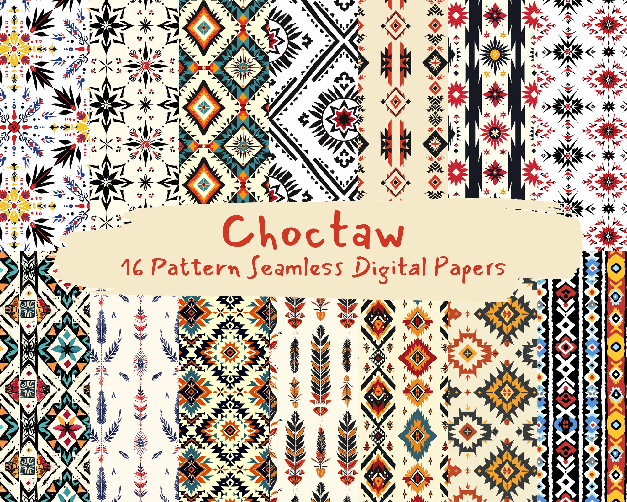 Choctaw Pattern Seamless Digital Papers Printable Scrapbook Paper ...