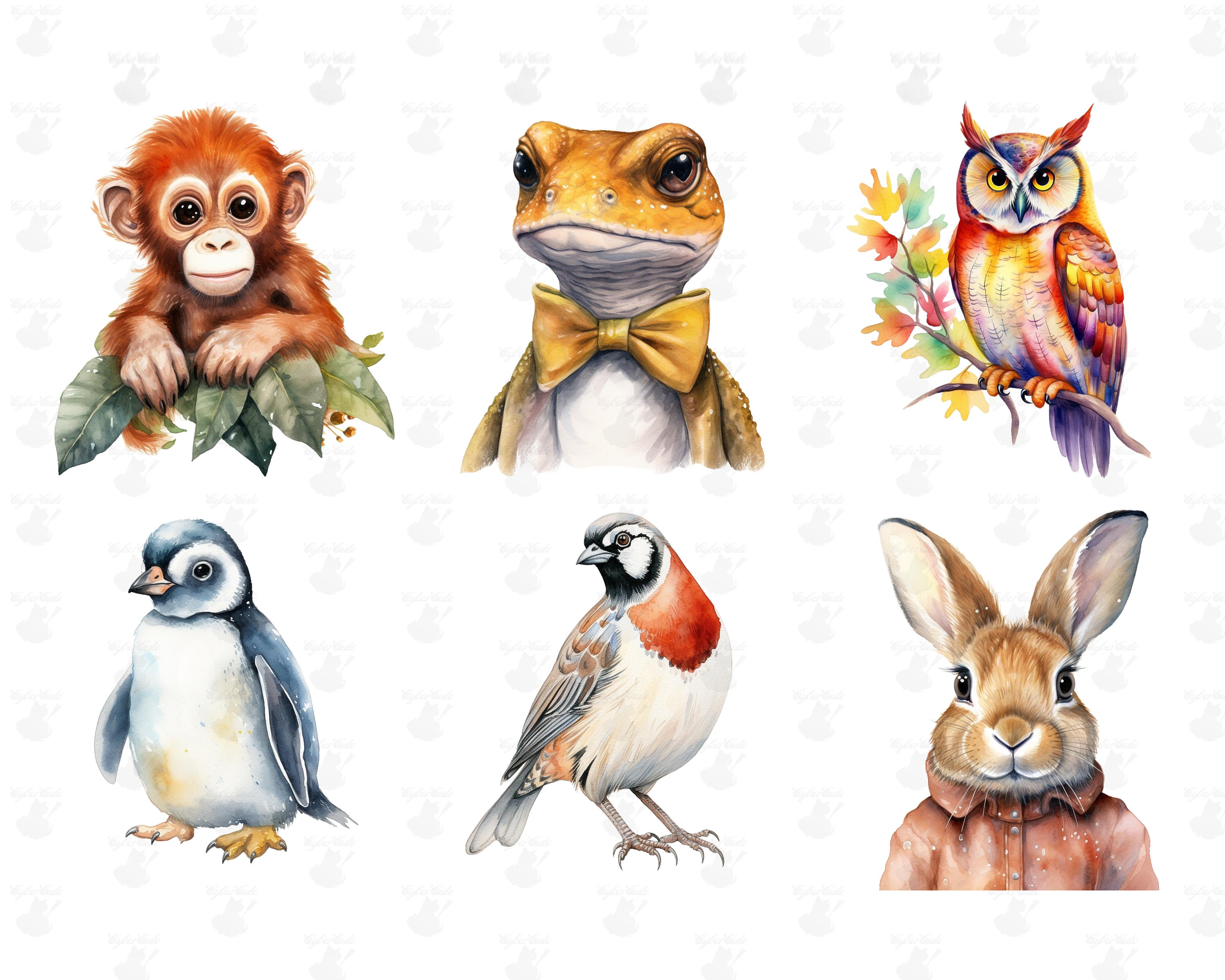 Animal A to Z, Digital Printable Clip Art Graphics in PNG Format ...