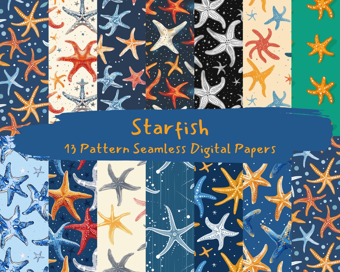 Starfish Pattern Seamless Digital Papers - Printable Scrapbook Paper ...