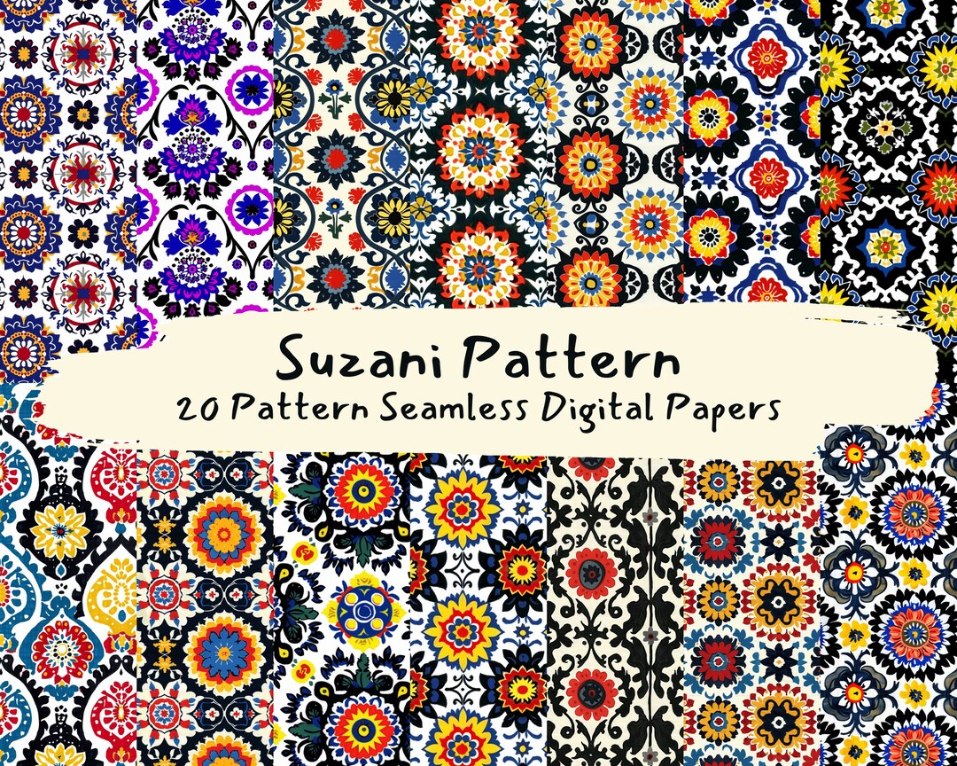 Suzani Pattern Pattern Seamless Digital Papers - Printable Scrapbook ...