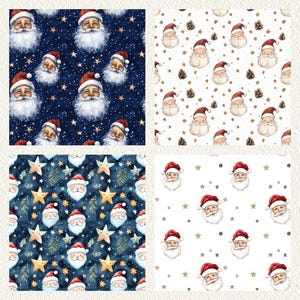 Retro Santa Pattern Seamless Digital Papers - Printable Scrapbook Paper ...