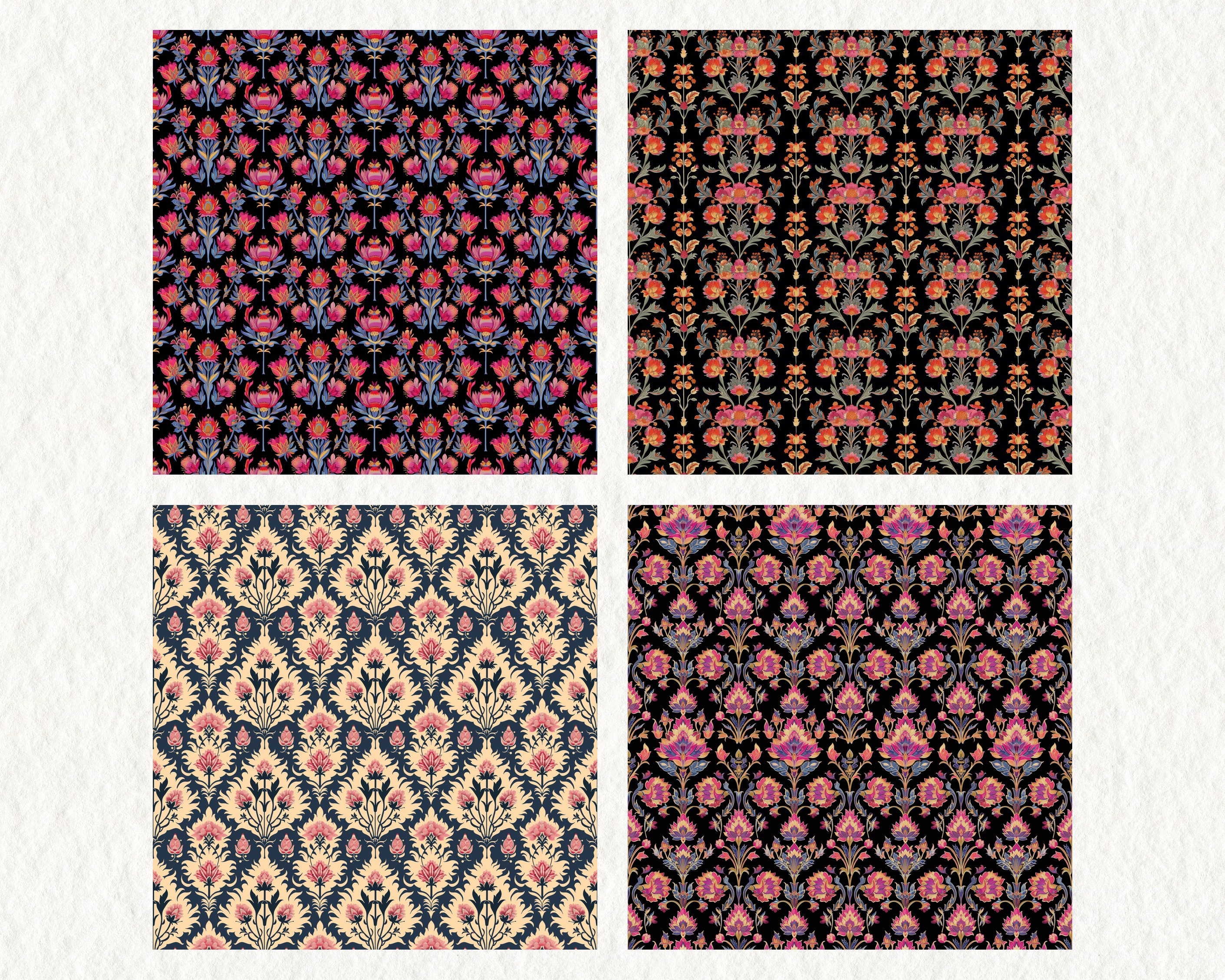 Indian Burdock Flower Pattern Seamless Digital Papers - Printable ...