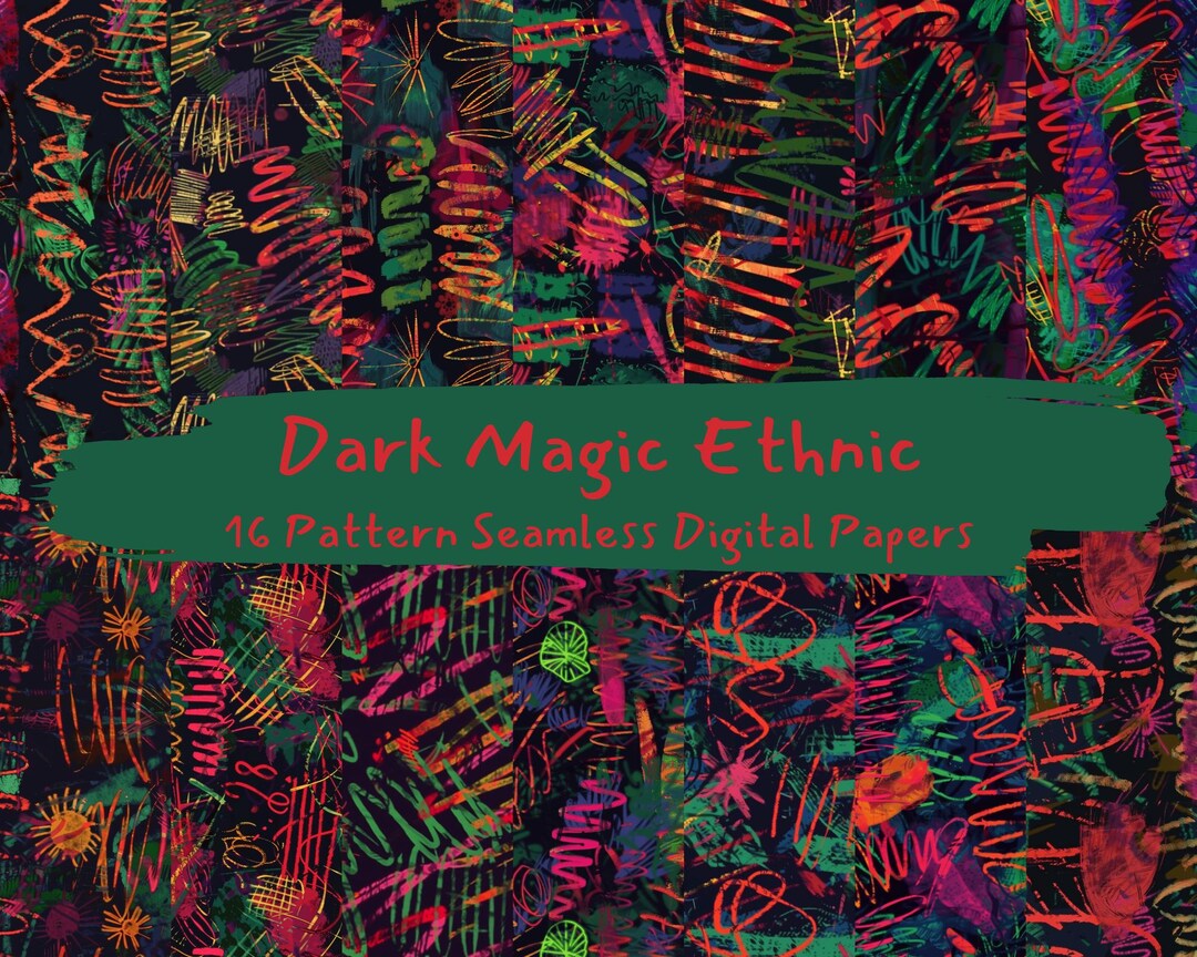 Dark Magic Ethnic Pattern Seamless Digital Papers - Printable Scrapbook ...