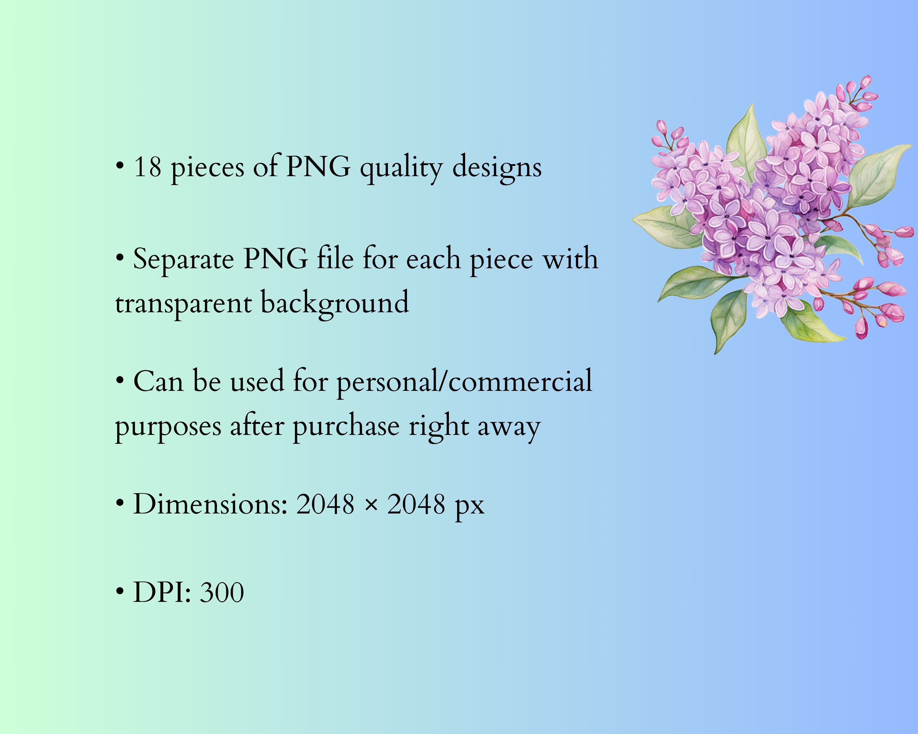 Life of Lilac, Digital Printable Clip Art Graphics in PNG Format ...