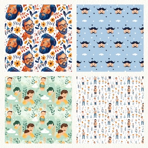 Father's Day Pattern Seamless Digital Papers - Printable Scrapbook ...
