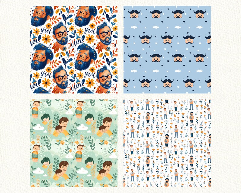 Father's Day Pattern Seamless Digital Papers - Printable Scrapbook ...