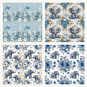 Grey Baby Elephant Pattern Seamless Digital Papers - Printable ...