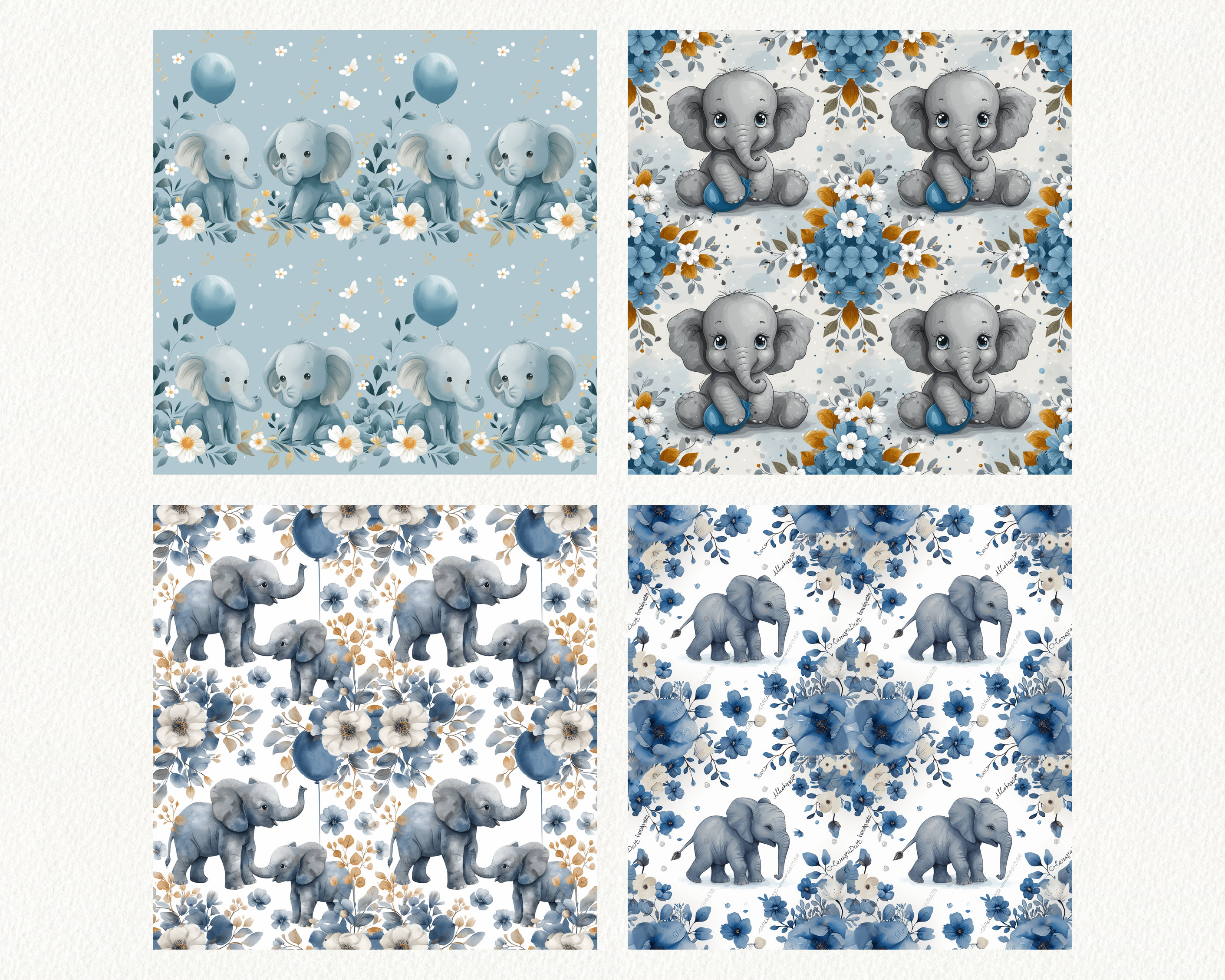 Grey Baby Elephant Pattern Seamless Digital Papers - Etsy