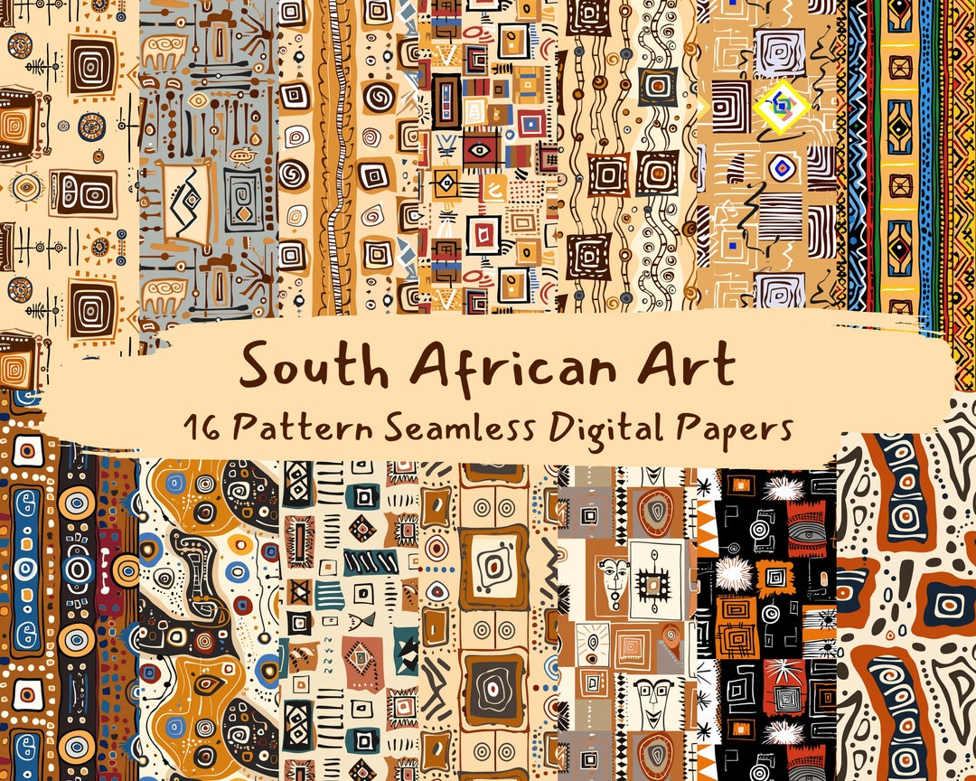 South African Art Pattern Seamless Digital Papers - Printable Scrapbook ...