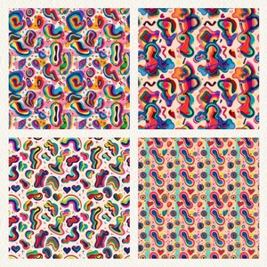 Chromatic Pop Art Pattern Seamless Digital Papers - Printable Scrapbook ...