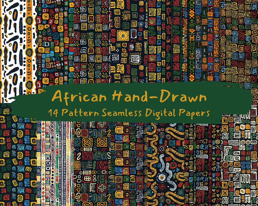 African Hand-drawn Pattern Seamless Digital Papers - Printable ...