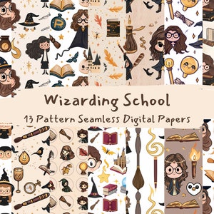 Wizarding School Pattern Seamless Digital Papers - Printable Scrapbook ...