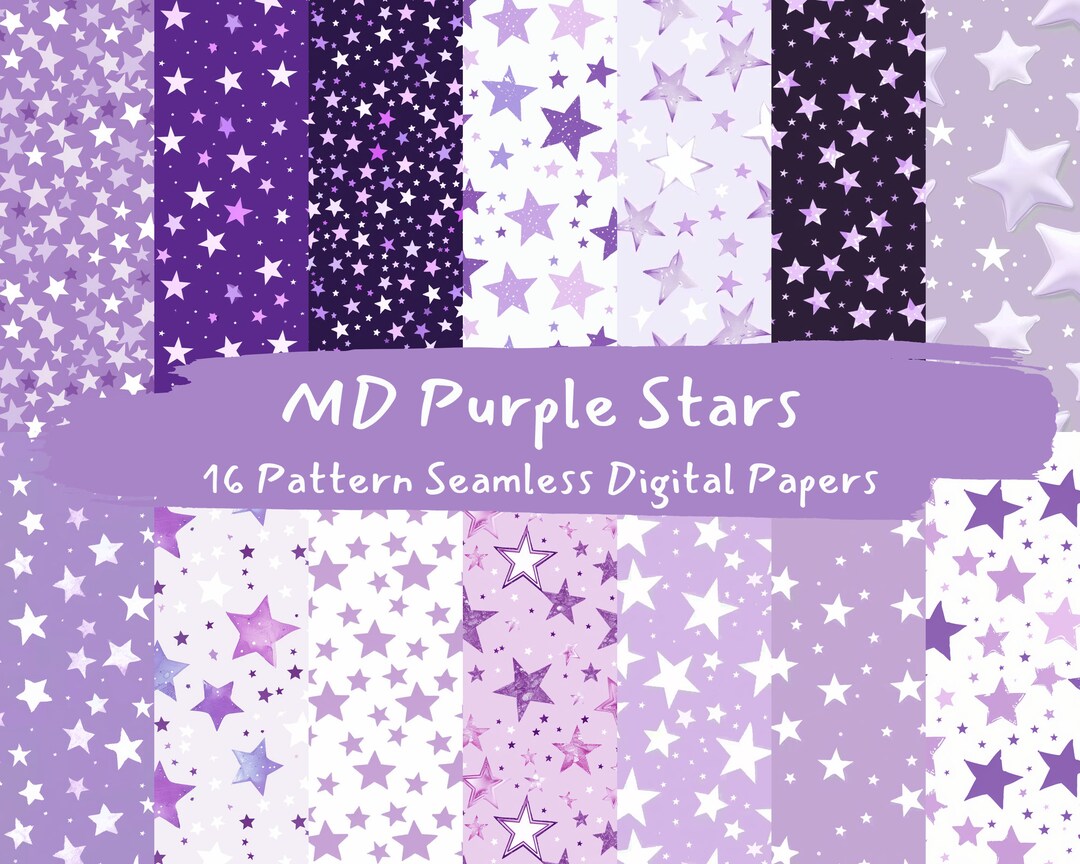 MD Purple Stars Pattern Seamless Digital Papers - Printable Scrapbook ...