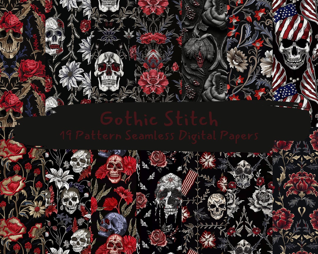 Gothic Stitch Pattern Seamless Digital Papers - Printable Scrapbook ...