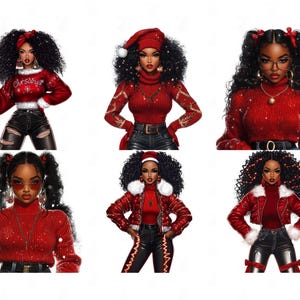 Black Girl Christmas Printable Clipart, Png Format, Transparent ...